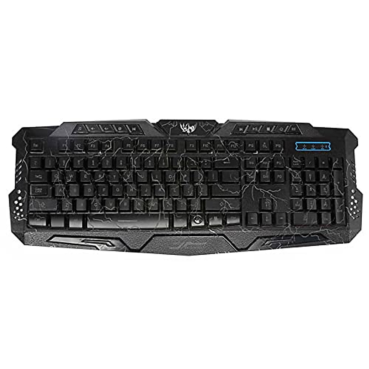 MDJEOE A878 114-Key LED Backlit Wired USB Gaming Keyboard with Cracking Pattern Black