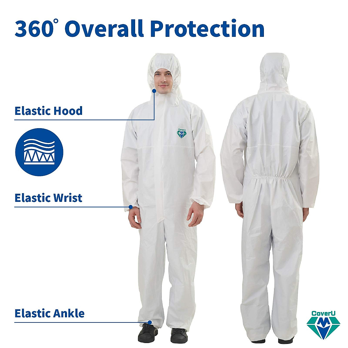 Medtecs Hazmat Suit Level 4 Disposable PPE with Hood - 6 Sizes, AAMI Biohazard Protection
