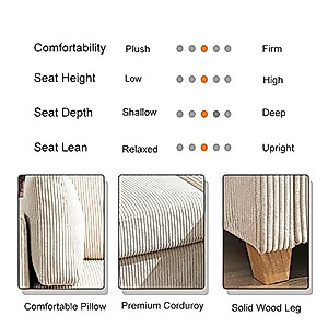 Modern Convertible L Shaped Couch, Soft Corduroy Fabric Multi-Combination Living Room Sectional Couch (Beige) (MFW1281-5)