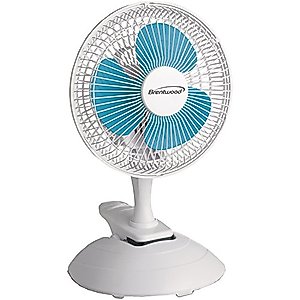 Brentwood Kool Zone Clip On Desk Fan, 2-Speed 6-inch, White