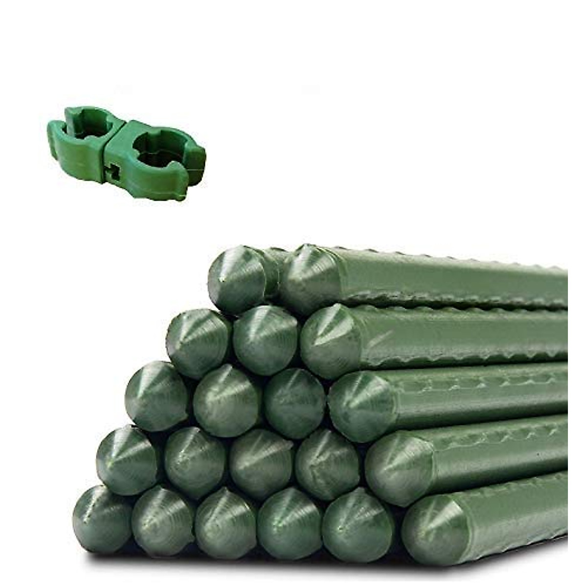 MTB Metal Garden Stakes 71 Inches, Steel Plant Stakes, Pack of 25, with Universal Buckles for DIY