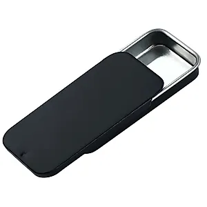 Mini Iron Box Tinplate Push Case Metal Rectangular Mini Tin Box Candy Cases Bins Jar Hinged Containers Small Organizer Box(80x34x10mm,Black)