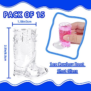 SHAOQINLIN Cowboy Boot Shot Glasses, 15 Pcs 1 oz Mini Plastic Boot Cups, Clear Pattern Beer Boot Mugs Western Cowboy Cowgirl Theme Party Supplies