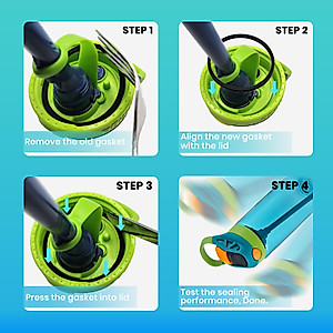 BOSORIO 4 Pack Gaskets Compatible with Contigo Kids Water Bottle 13oz 14oz 20oz with AUTOSPOUT Lid, Replacement Rubber Seal Part for Contigo Spill-Proof Lid, Replacement Silicone O Ring
