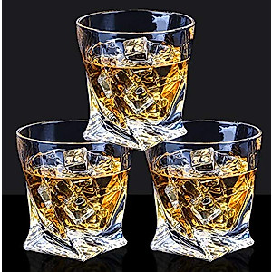 Whiskey Stones and Whiskey Glass Gift Boxed Set - 8 Granite Chilling Whisky Rocks + 2 Large 11 oz Crystal Glasses in Wooden Box - Great Gift for Dad's Birthday or Anytime For Dad/Father/husband bro
