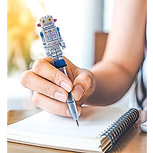 Puzzled Robot Planet Pens - Cute & Realistic Robot Figure Decor On Ballpoint Novelty Pen Toy, Unique Writing Pen Instrument for School and Office