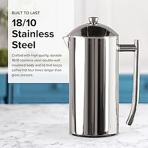Frieling Double-Walled Stainless-Steel French Press Coffee Maker - Polished, 36 oz - Insulated Coffee Presser Stainless Steel - Coffee Press Pot - Stainless Steel Press Pot - Press Pot Insulated