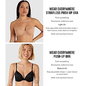 Victoria's Secret Pink Wear Everywhere Push Up Bra, Padded, Smoothing, Bras for Women, Black (40C)