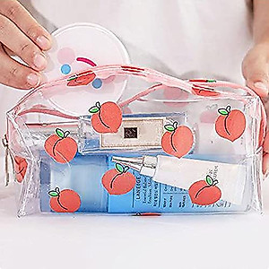 Clear Large Capacity Pencil Cases,Portable Cosmetic Makeup Bag,Fruit Printed Pencil Bag Pouch Stationery Box(red Strawberry)