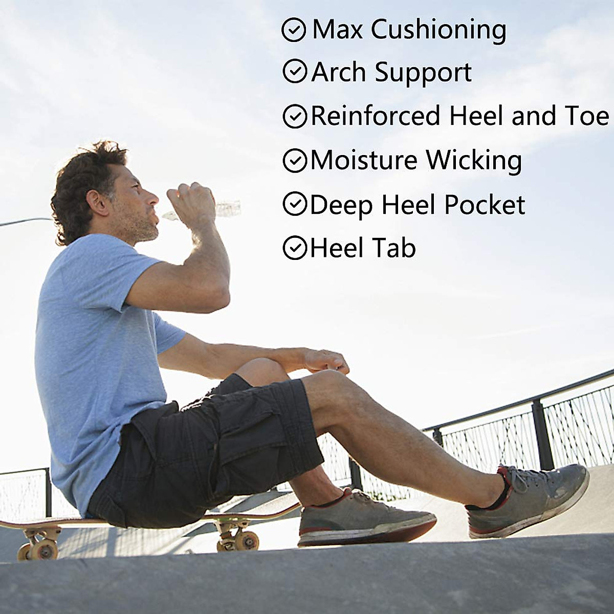 Men’s Low Cut Athletic Socks Performance Comfort No Show Running Socks Sports Cushioned Tab (A4-Black(No Show) - 6 Pairs, L/XL(US MEN 9-12))