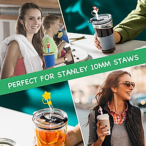 FadAcc Straw Cover for Stanley Cup, 5Pcs Silicone Straw Topper Compatible with Stanley 40 Oz Tumbler, Reusable Straw Cover Cap for 10mm Straws,Stanley Cup Accessories
