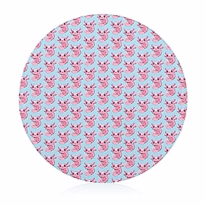 Pink Axolotl Printed Round Cutting Board Glass Chopping Blocks Mats Food Tray for Home Kitchen Decoration