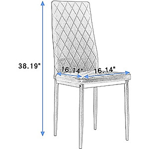 Meihua Dining Chairs Set of 4 for Dining Room, Kitchen Modern Metal Chairs with Upholstered Cushion PU Leather (Black)