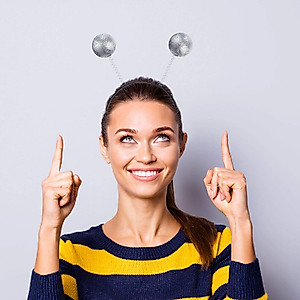 4 Pieces Martian Antenna Headband Alien Headband Boppers Silver Ball Head Boppers for Halloween Party Costume Supplies