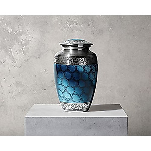 Eternal Memory Cremation Urn for Ashes, Blue Moonstone Urn Large/Adult, Funeral Burial Urns with Velvet Bag for Human Ashes.
