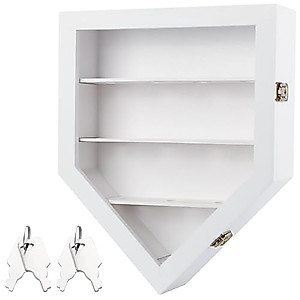 TIMCORR Baseball Display Case for 12 Baseballs, Wall Mount, White Wooden Frame with Transparent Acrylic Panel and Dual Metal Locks