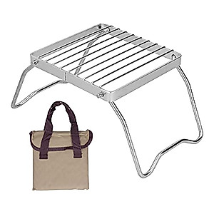 Burner Stand, Portable Stainless Steel Burner Bracket, 6.3inch Foldable Outdoor Gas Stove Pot Rack, Heat Resistance Burner Stove Stand with Storage Bag for Cooking Party Camping Barbecue, Burner