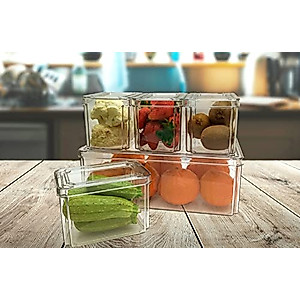 Plexel Refrigerator Organizer Bins, Fridge Organizer, Clear Plastic Food Storage Containers, Contenedores Para Organizar Cocina, Pantry Organization And Storage, with Removable Drain Tray. (3)