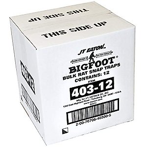 JT Eaton 403-12 Rat Size Spring Action Wooden Snap Trap with Expanded Trigger (Pack of 12)