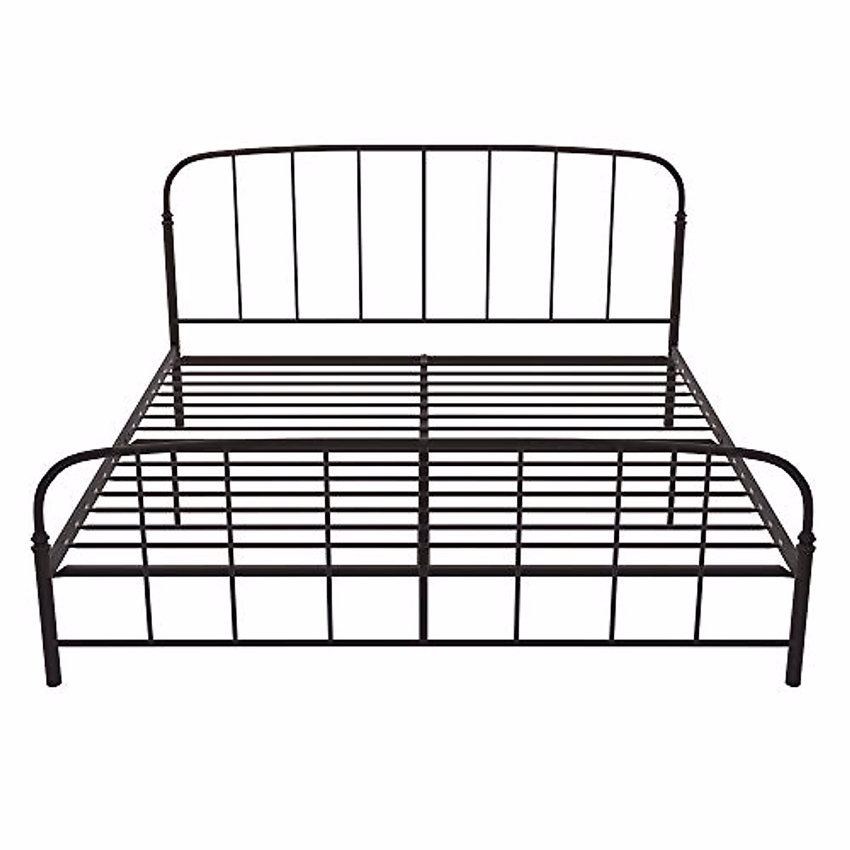 DHP Lafayette Metal Platform Bed with Rustic Style Curved Headboard and Footboard, Adustable Base Height for Underbed Storage, No Box Spring Needed, King, Bronze