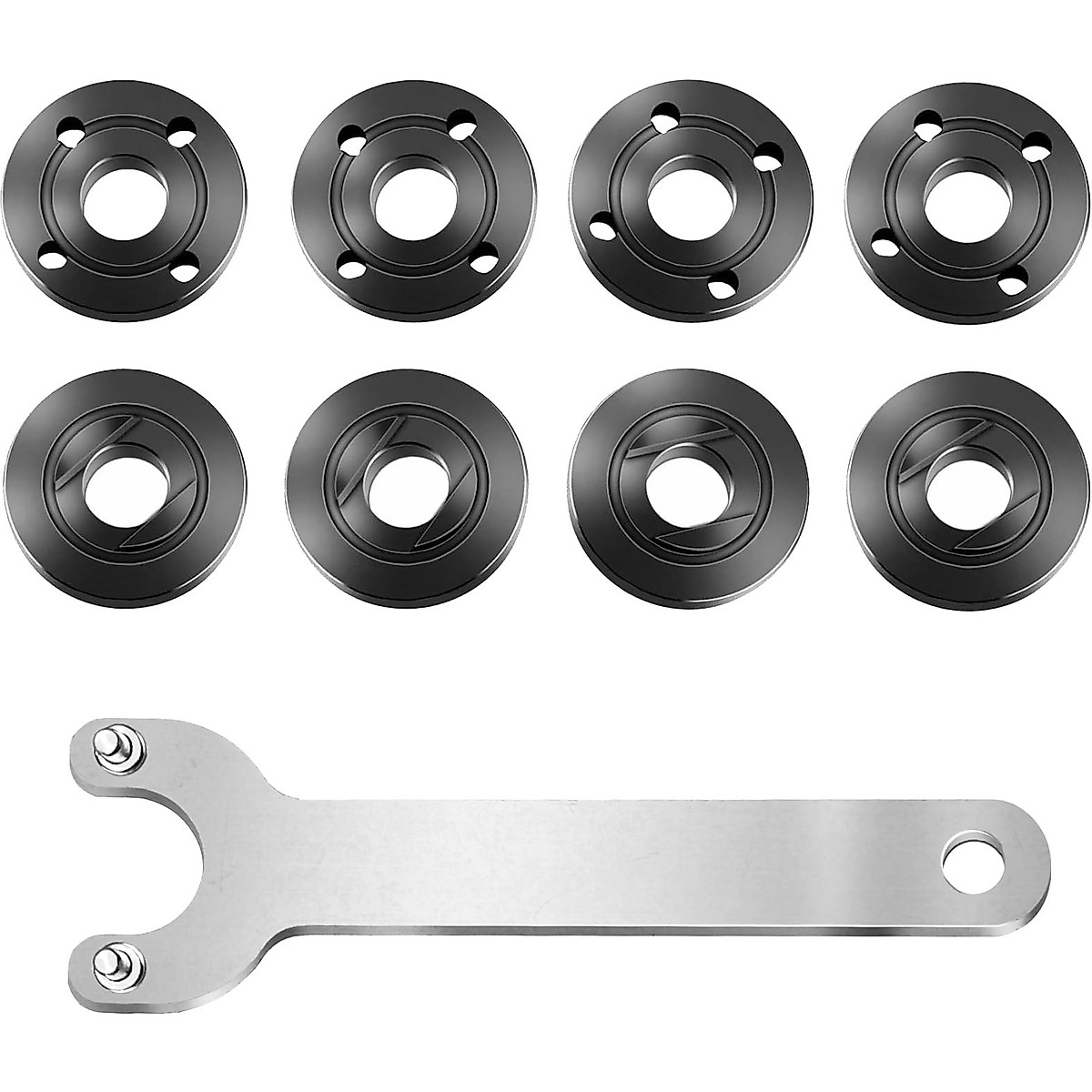 9Pcs Angle Grinder Nuts，1 Angle Grinder Wrench with 8 Angle Grinder Flange Nuts - Compatible with Dewalt, Bosch, Ryobi, Metabo Grinders