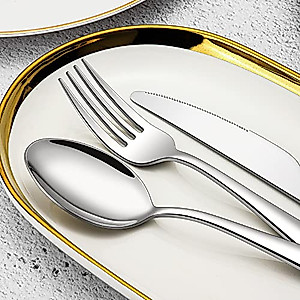 40-piece Silverware Set for 8, Stainless Steel Flatware Cutlery Set, Kitchen Utensil Tableware sets Include Spoon, Fork & Knife for Home, Dishwasher Safe