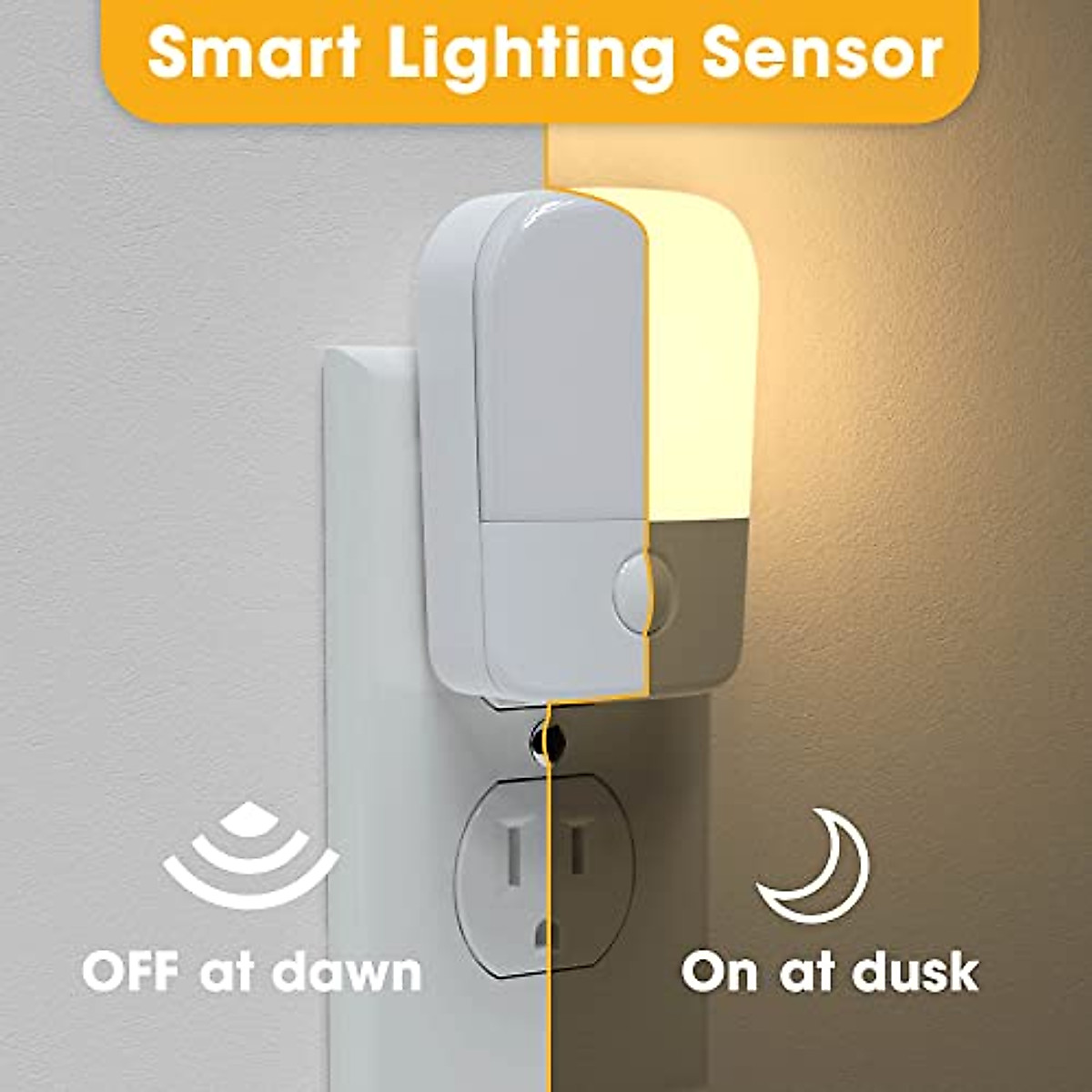 Night Lights Plug into Wall, LED Night Light with Light Sensor, Adjustable Brightness 30/60LM Dimmable Night Light, 3000K Warm White Night Light for Kids, Nursery, Pet, Bedroom Hallway Kitchen, 4 Pack