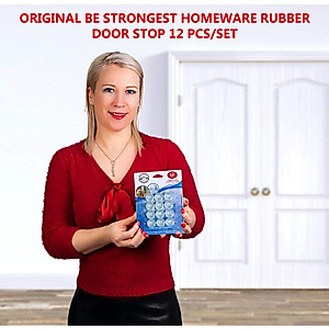 Door Bumper - Small Door Stoppers Wall Protector Clear 12 in Pack - Shower Door Stopper Rubber Bumper - Stick on Hard Rubber Bumpers - Door Bumpers for Walls for Heavy Use (12)