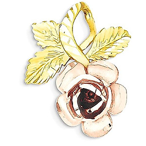 IceCarats 14K Two Tone Gold Rose Flower Floating Chain Slide Pendant Necklace Charm Only
