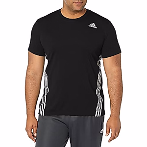 adidas Men's AEROREADY 3-Stripes Tee, Black/White, Medium