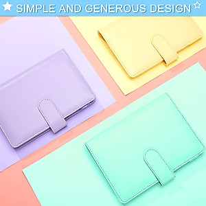 6 Pieces A6 PU Leather Notebook Binder Refillable 6 Rings Binder Cover Loose Leaf Personal Planner with Magnetic Buckle Closure (Pink, Green, Purple, Sky Blue, Yellow, Black)