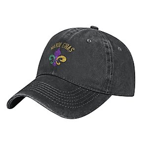 Cotton Baseball Cap Mardi-Gras-Fleur-De-Lis-Glitter Dad Hat Adjustable Polo Trucker Unisex Style Headwear Black