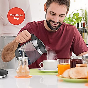 Mueller Ultra Kettle: Model No. M99S 1500W Electric Kettle with SpeedBoil Tech, 1.8 Liter Cordless with LED Light, Borosilicate Glass, Auto Shut-Off and Boil-Dry Protection