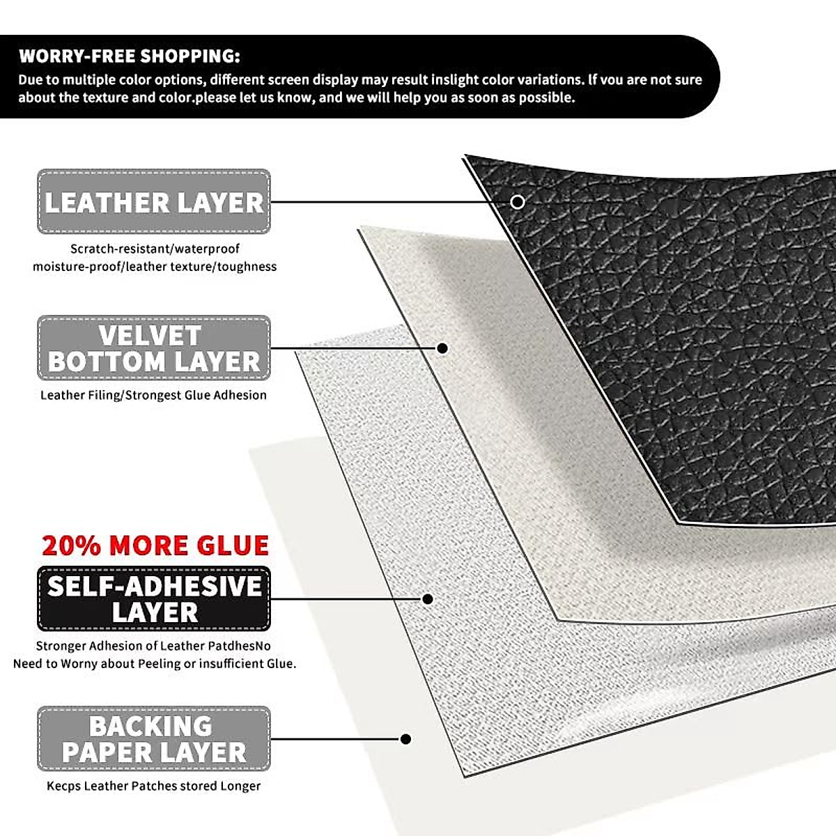 YRTVNOO Premium Self-Adhesive Leather Repair Patch - 35x79 Inches, Waterproof & Durable Leather Repair Tape - Ideal for Furniture, Car Seats, Sofas, Chair - DIY Vinyl Leather Patches Kit, Black
