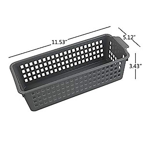 Gloreen Slim Pencil Plastic Basket, Grey Narrow Spices Storage Baskets, 6 Packs