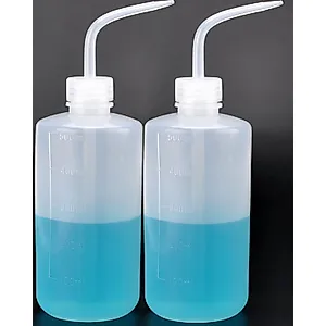 Valchoose 2Pack 500ml Squeeze Bottle 16.9oz, No Spill Wash Bottles Large with Handy Measurement Lines, Wash Bottles Squeeze Spout Flowing Well