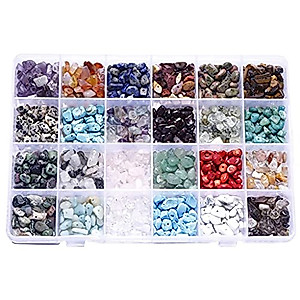 TBGFPO Irregular Gemstone Bead Kit with Spacer Beads, Lobster Clasp, Elastic Jump Ring, for DIY Jewelry Making Supplies