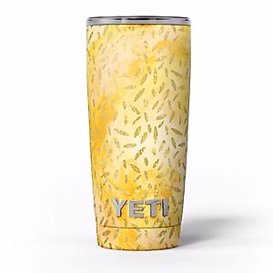 Design Skinz The Grungy Yellow Watercolor Under a Microscope - Skin Decal Vinyl Wrap Kit Compatible with The Yeti Rambler Cooler Tumbler Cups