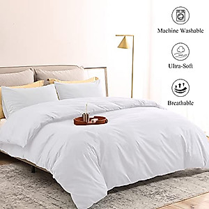 SNOWMAN Duvet Cover Queen Size,3 Pieces Bedding Sets,1200Thread Count 100% Egyptian Cotton Comforter Cover with 2 Pillowcases Ultra Soft&Breathable(White,90x90Inches)
