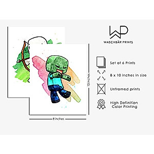 Waschbar Neon Gaming Posters for Boys Room Decor, Gaming Room Decor, Boys Room Decorations for Bedroom, Gamer Wall Art, Inspirational Posters for Video Game Room (Mining)