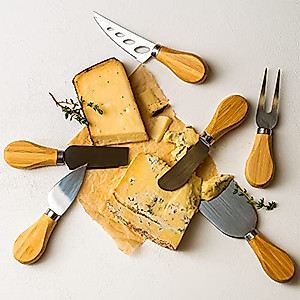 TMD Cheese Board with Knife Set (6pcs) – Elegant Charcuterie Boards with 2 Round Bowls – Wooden Charcuterie Board Set – Cheese board set to Display Your Assortments in Style