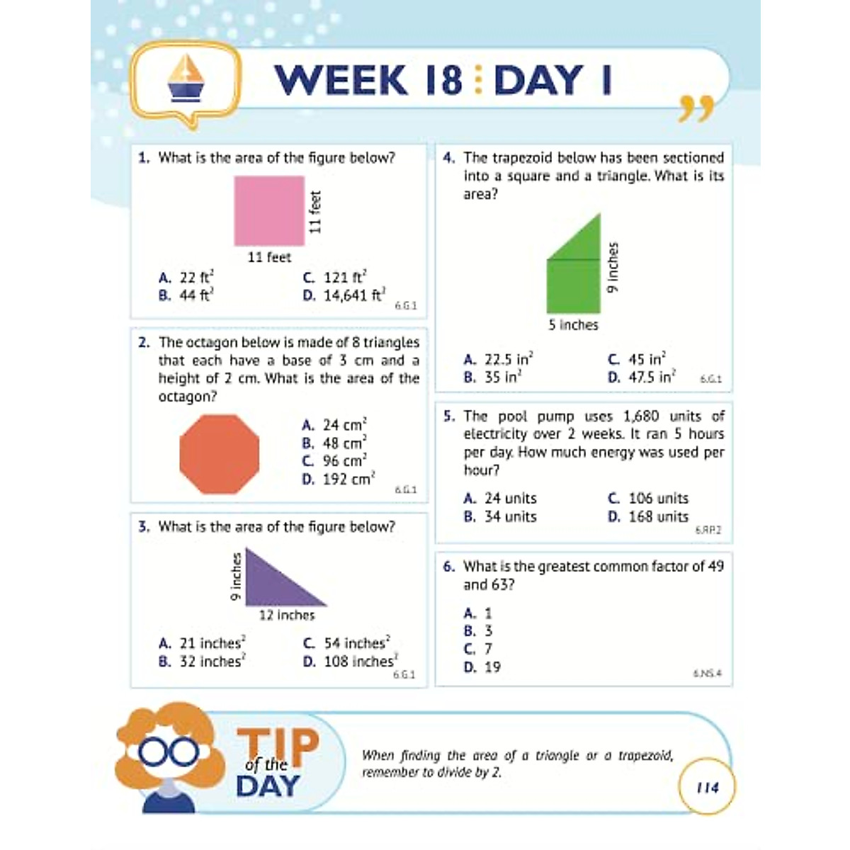 6th Grade Common Core Math: Daily Practice Workbook - Part I: Multiple Choice | 1000+ Practice Questions and Video Explanations | Argo Brothers (Next Generation Learning Standards Aligned (NGSS))