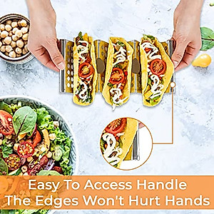 ORIGENUIN Set of 4 Premium Stainless Steel Taco Holder Racks | Taco Holder Plate Shell Stands, Stylish Taco Tray Easy Filling & Serving | Grill-Oven, Dishwasher Safe