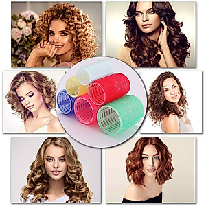 Jumbo Hair Rollers, 36 Packs Large Rollers For Hair, Self Grip Salon Hairdressing Curlers, Hair Curlers Sets, DIY Curly Hairstyle, Colors May Vary, (12xJumbo+12xLarge+12xSmall)