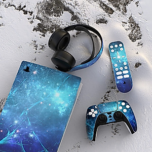 PlayVital Blue Nebula Full Set Skin Decal for ps5 Console Digital Edition, Sticker Vinyl Decal Cover for ps5 Controller & Charging Station & Headset & Media Remote