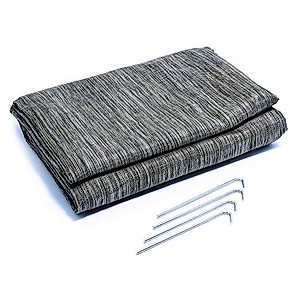 Camco Durable Reversible RV Camper Awning Mat with Carry Bag - Helps Avoids Dirt From Being Tracked - Perfect for Campsites, Beaches, Picnics 7' X 15'- Gray (42812)