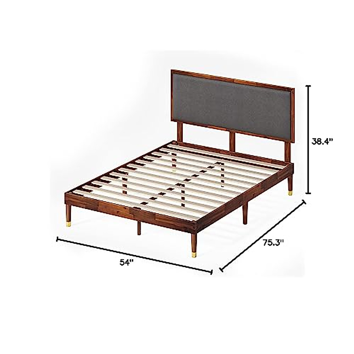 ZINUS Raymond Wood Platform Bed Frame with Adjustable Upholstered Headboard, Solid Wood Foundation, Wood Slat Support, No Box Spring Needed, Easy Assembly, Full