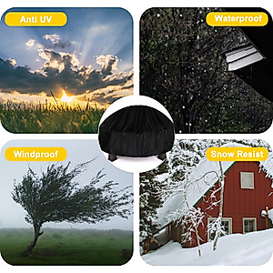 Fire Pit Cover Round, Fits 44-50 Inch Firepit or Fire Bowl, Outdoor Waterproof Patio Fire Table Cover, 48’’ D X 18’’ H