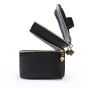 iN. Multifunction Dual Compartment Portable Waterproof Cosmetic Bag Travel Makeup Case With Handle -Two Storage Compartments Space Fits ALL Your Makeup and Lipstick Train Case for Womens