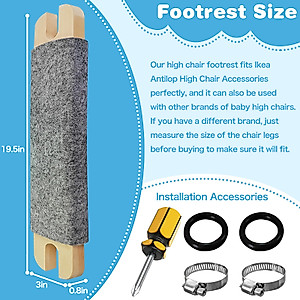 Unique Design IKEA High Chair Foot Rest Wrapped in Felt Pad- Wooden Footrest High Chair Accessories, Smoothed Edges, Compatible with IKEA Antilop High Chair Accessories Footrest